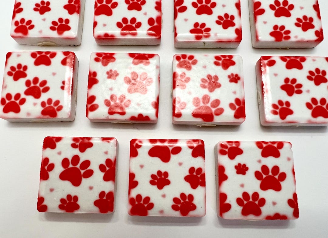 Red Paw Print Tiles for DIY Crafts, Jewelry, Magnets, Party Favors ...