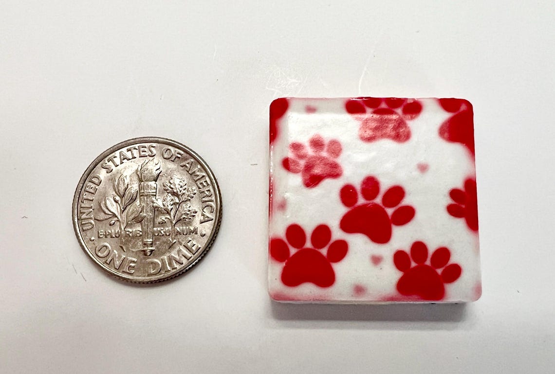 Red Paw Print Tiles for DIY Crafts, Jewelry, Magnets, Party Favors ...