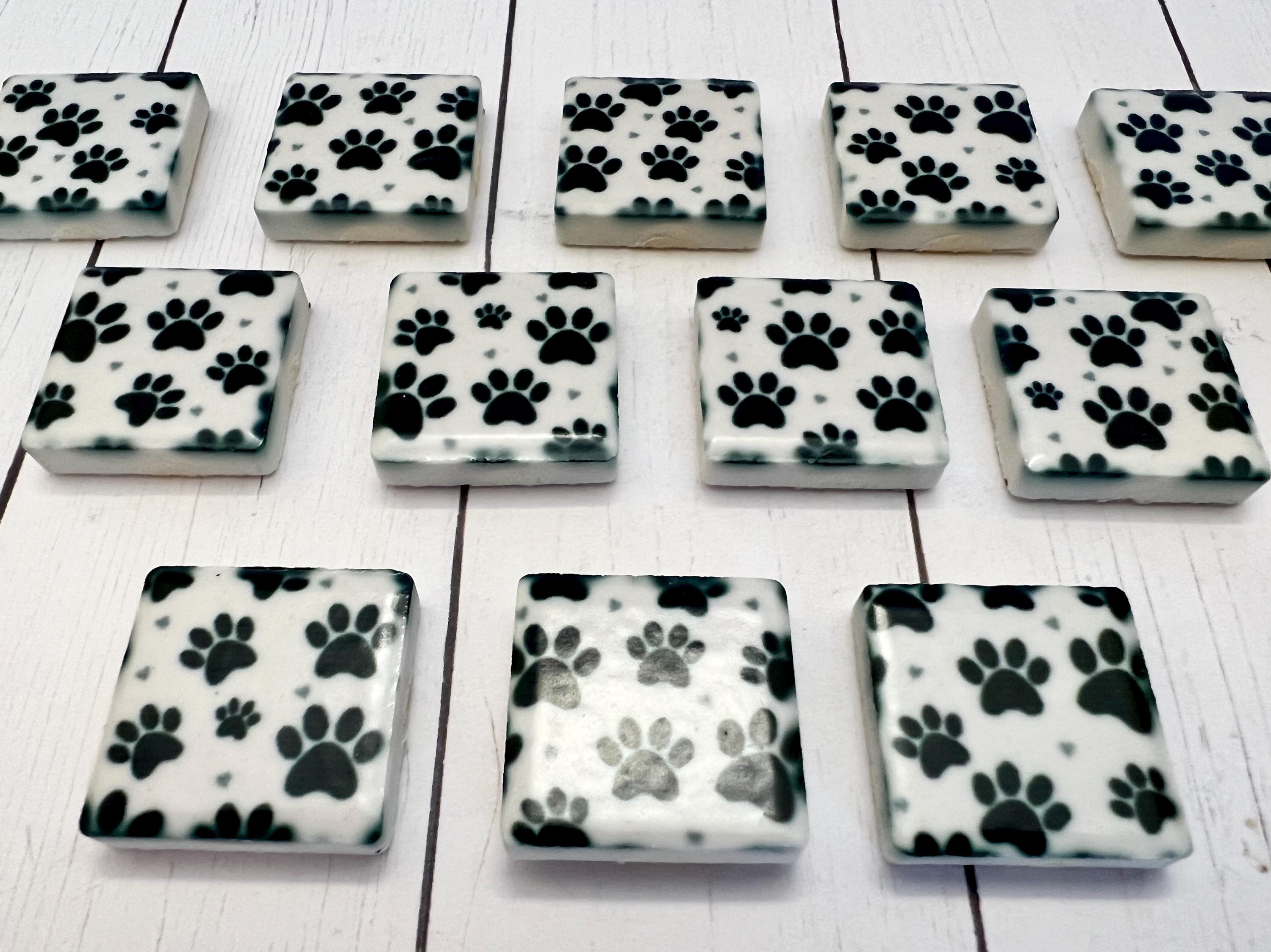 Black Paw Print Tiles for DIY Crafts, Jewelry, Magnets, Party Favors ...