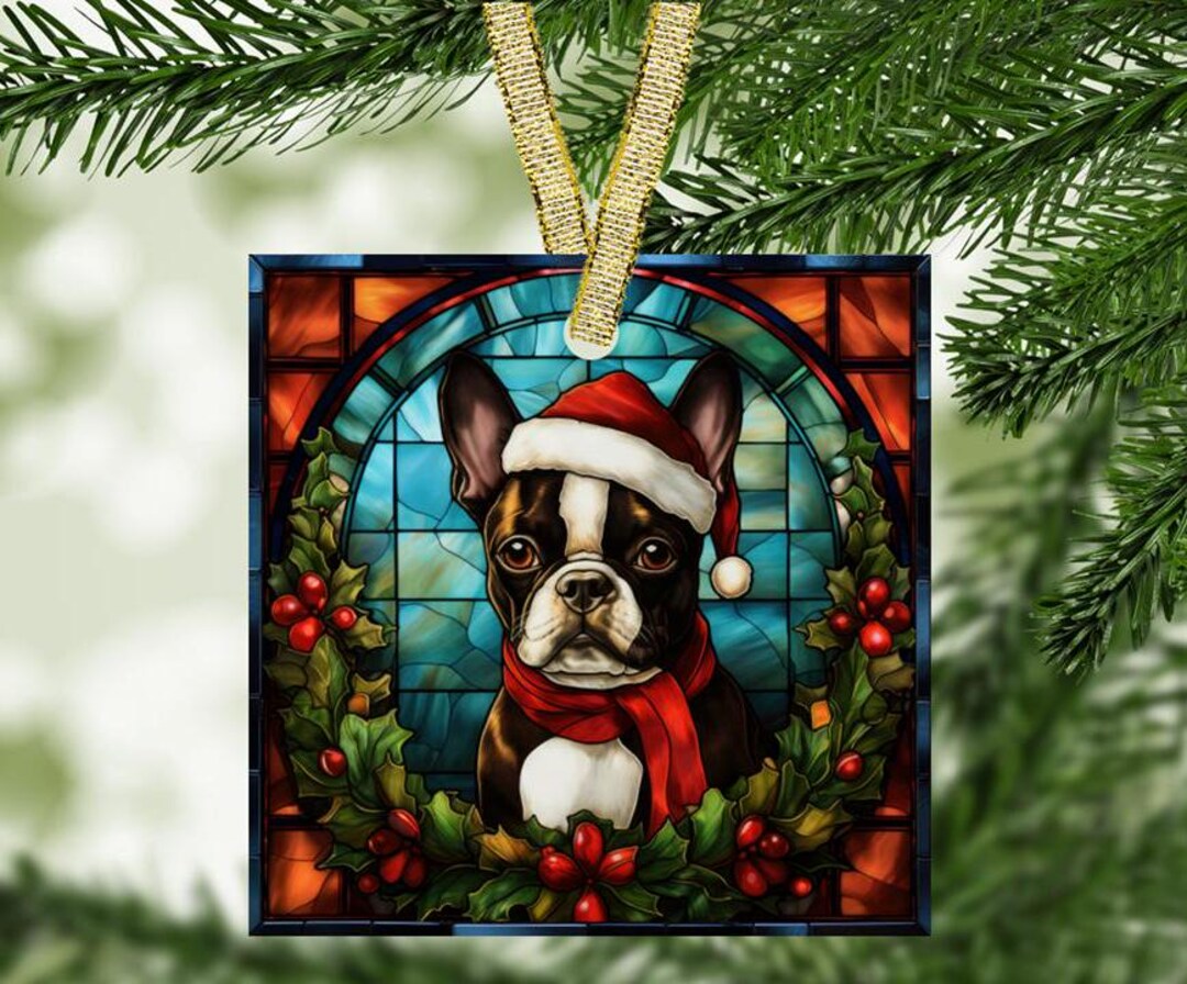 Boston Terrier Ornament, Boston Terrier Glass Ornament, Boston Terrier ...