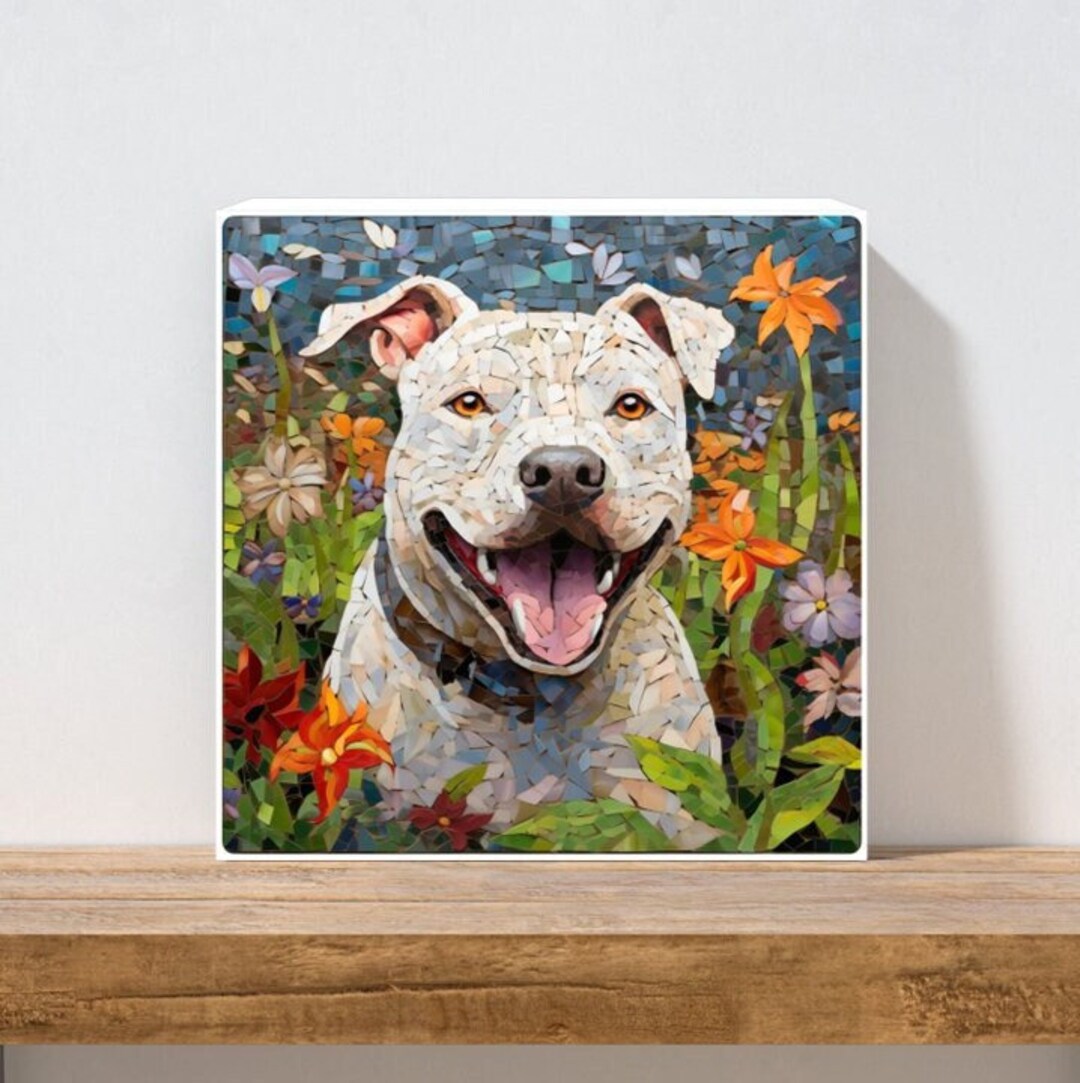 Pitbull Wall Art, White Pitbull Wood Sign, Pitbull Home Decor, Pitbull ...