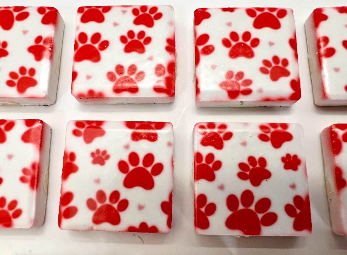 Red Paw Print Tiles for DIY Crafts, Jewelry, Magnets, Party Favors ...