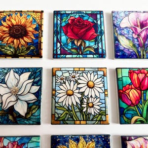 Flower Craft Tiles for DIY Projects | Square Floral Craft Tiles | Faux ...