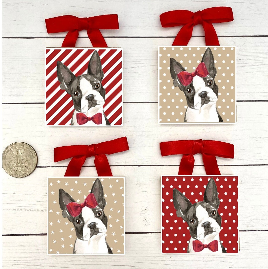 4 Mini Boston Terrier Ornaments, 2 Boston Terrier Ornaments, Boston ...