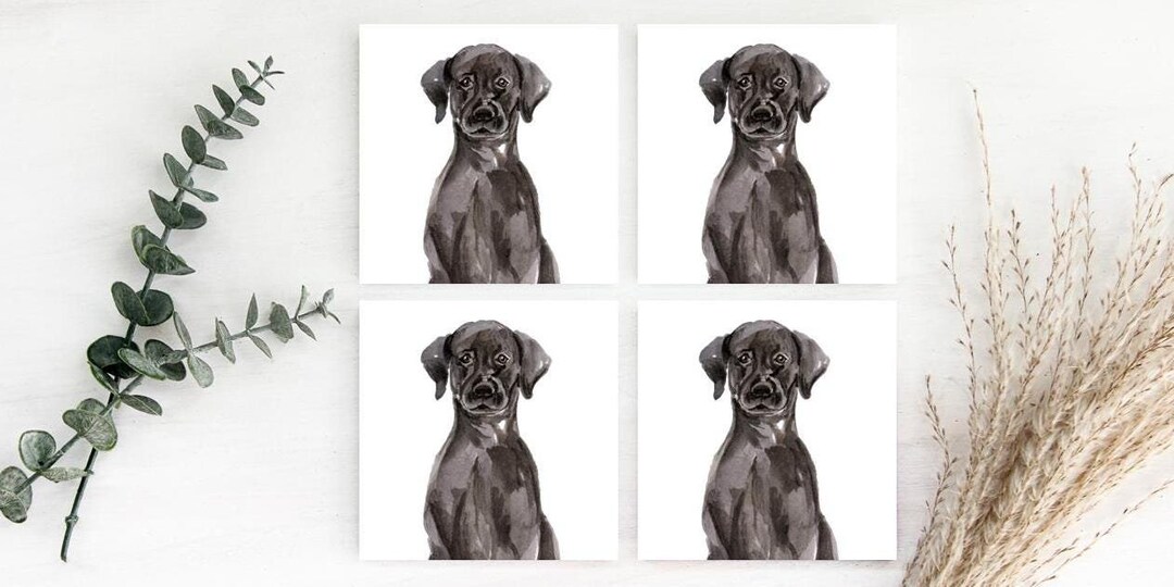 Black Lab Coasters, Black Labrador Coaster Set, Black Lab Coaster Gift ...