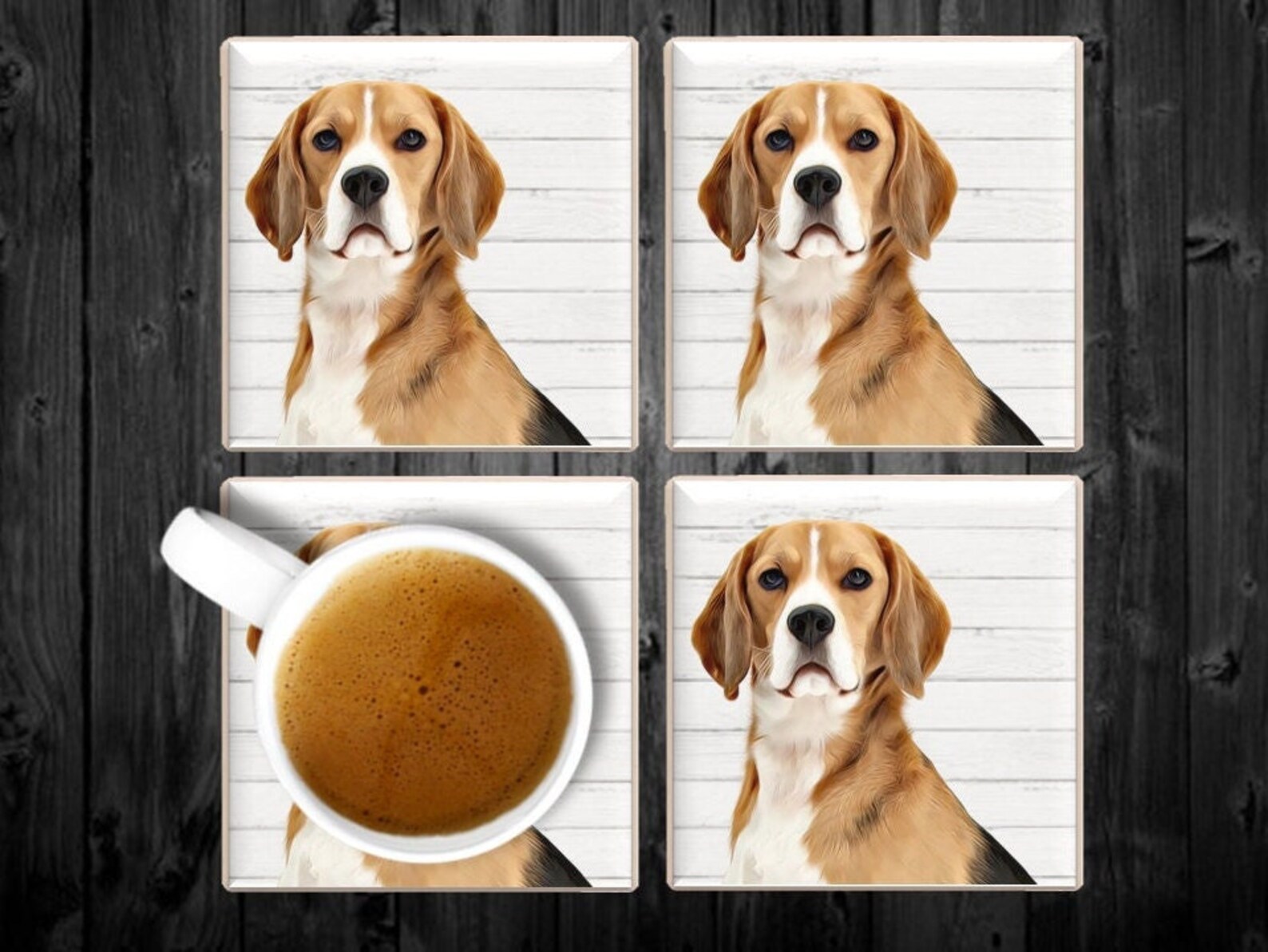 Beagle Coasters Beagle Coaster Set Beagle Drink Coasters - Etsy