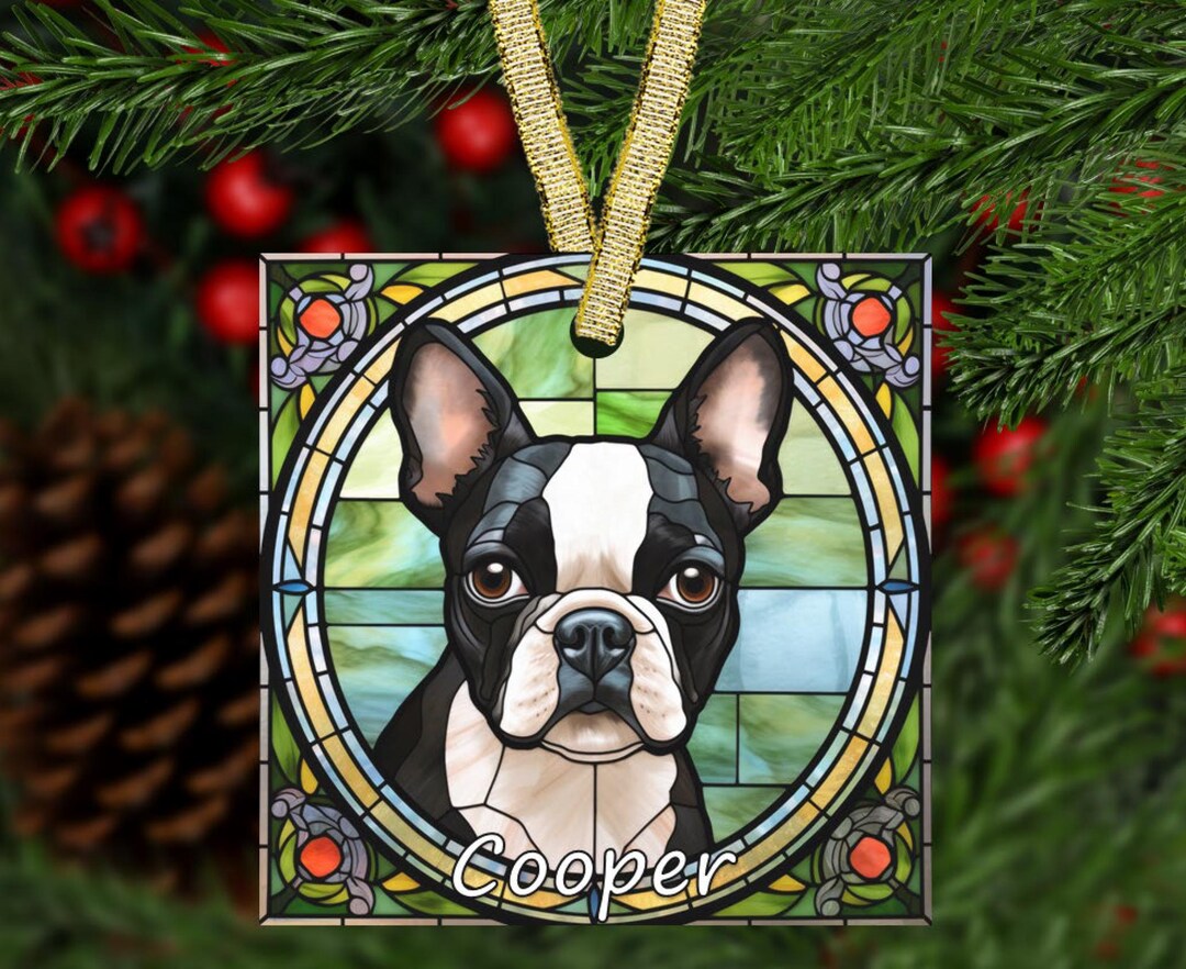 Personalized Boston Terrier Glass Christmas Ornament | Custom Boston ...