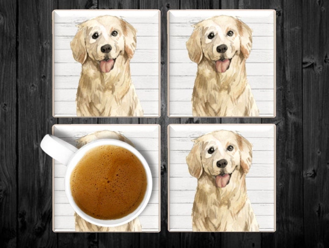 Golden Retriever Coaster, Golden Retriever Drink Coasters, Golden ...