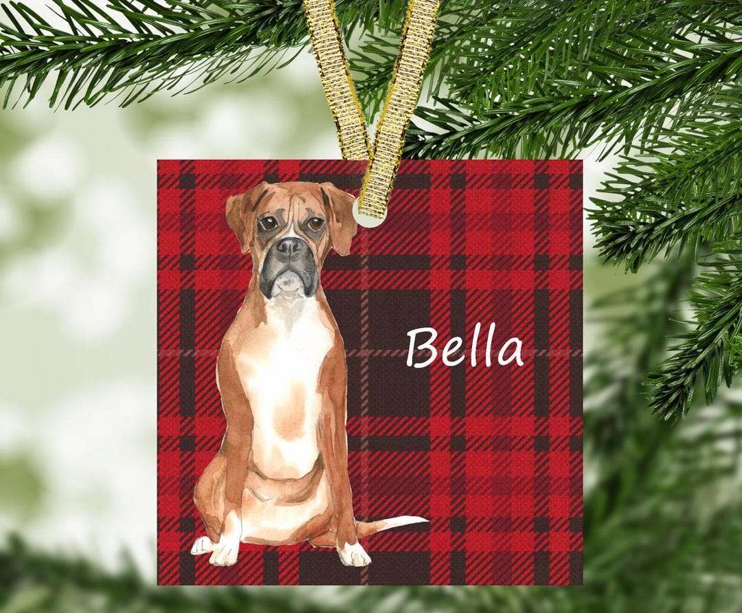 Boxer Glass Ornament, Personalized Boxer Ornament, Personalized Boxer ...