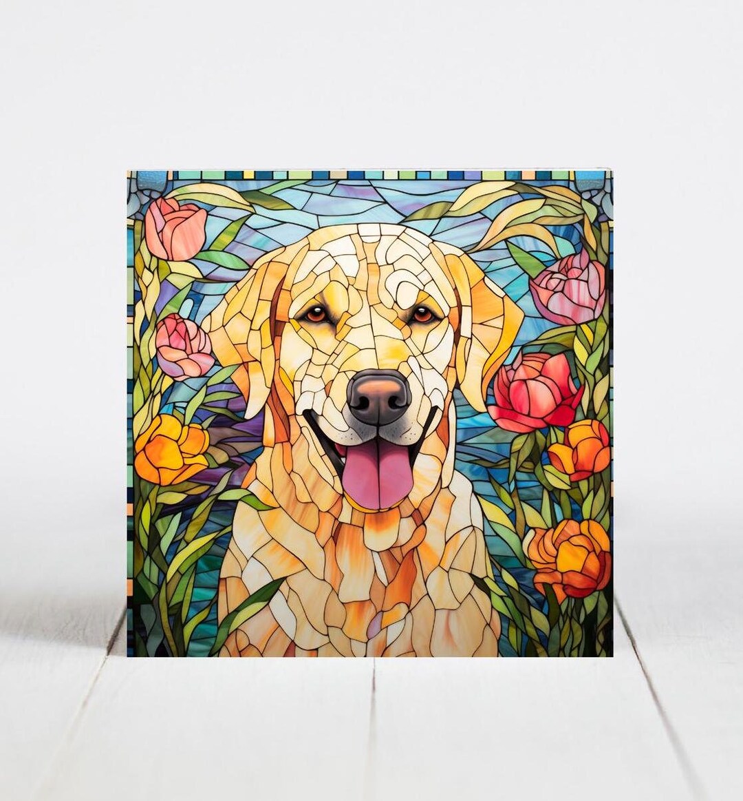 Yellow Labrador Ceramic Tile, Yellow Lab Decorative Tile, Yellow ...