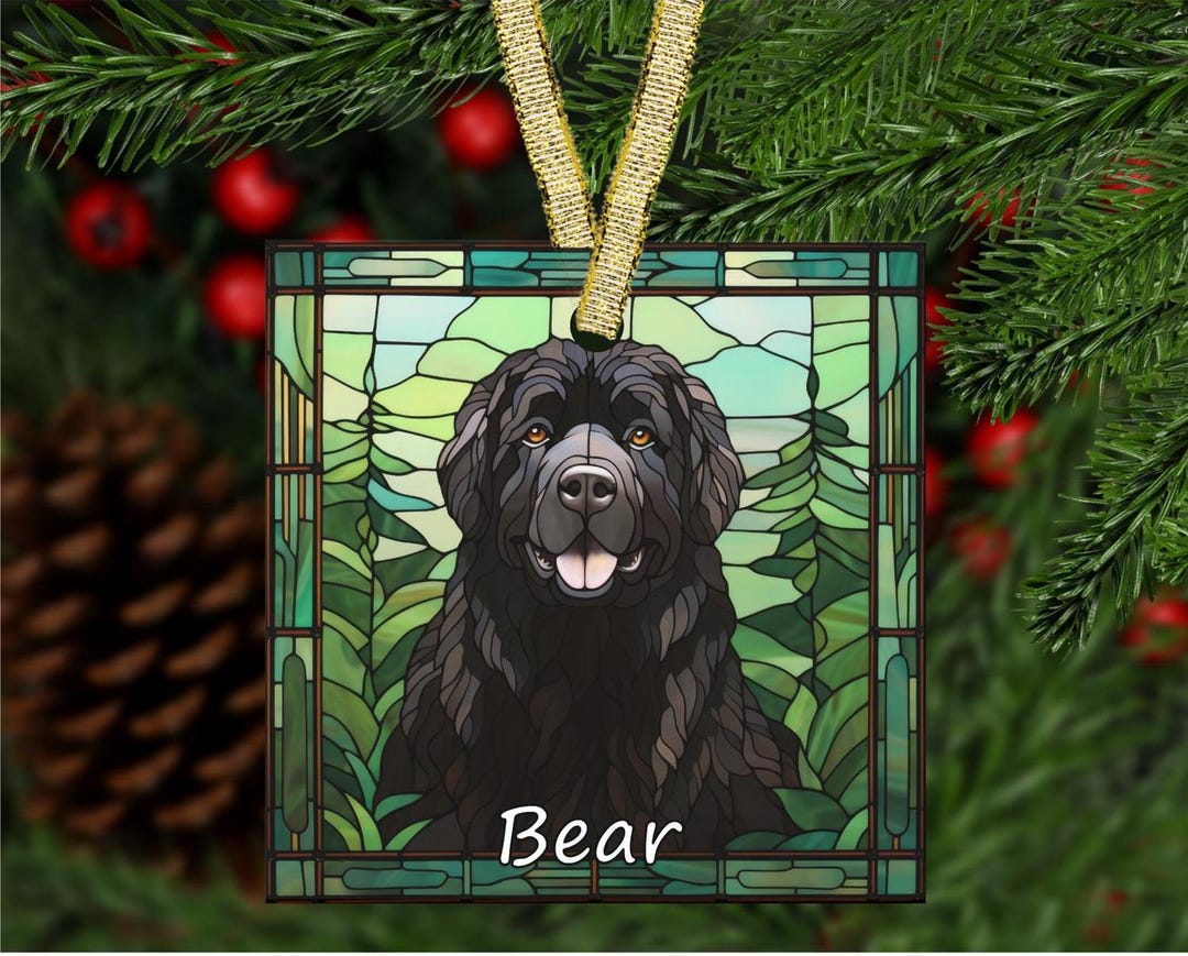 Newfoundland Glass Ornament, Personalized Newfoundland Ornament ...