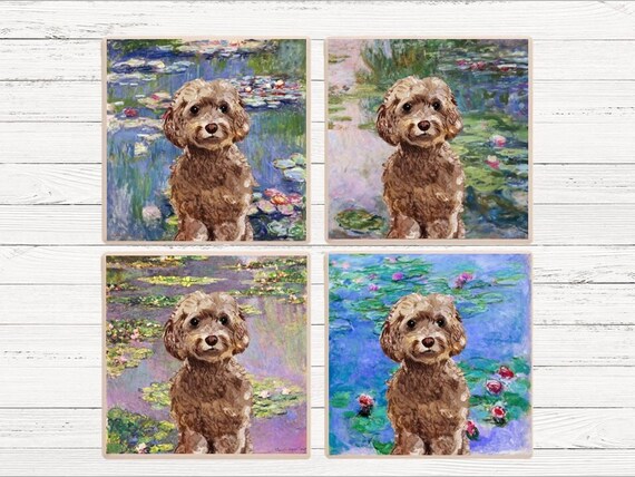 Cockapoo Monet Waterlilies Coaster Cockapoo Coasters - Etsy