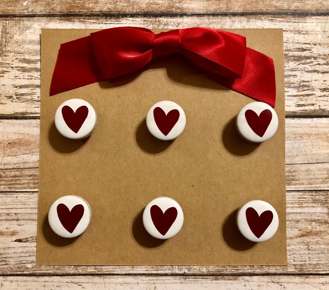 6 Heart Magnets, Magnets, Heart Refrigerator Magnets, Valentine's Day ...