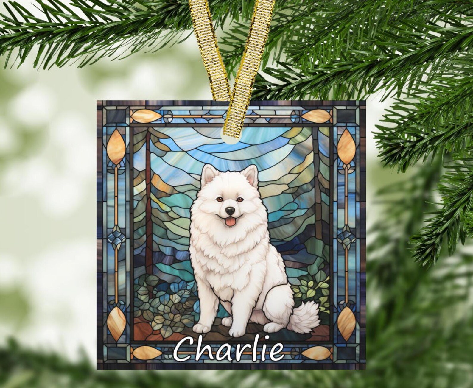 Personalized American Eskimo Glass Christmas Ornament | Custom American ...