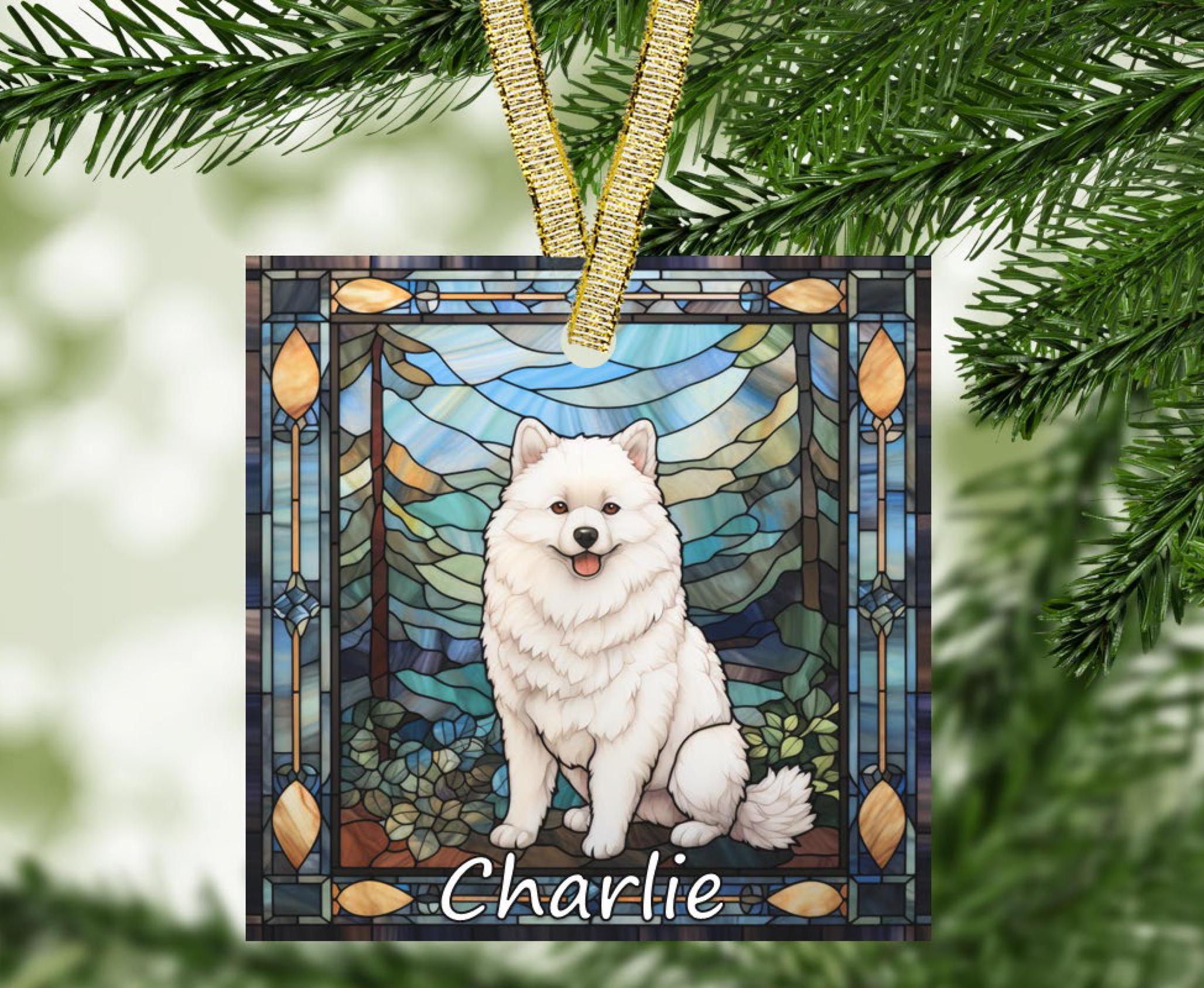Personalized American Eskimo Glass Christmas Ornament | Custom American ...