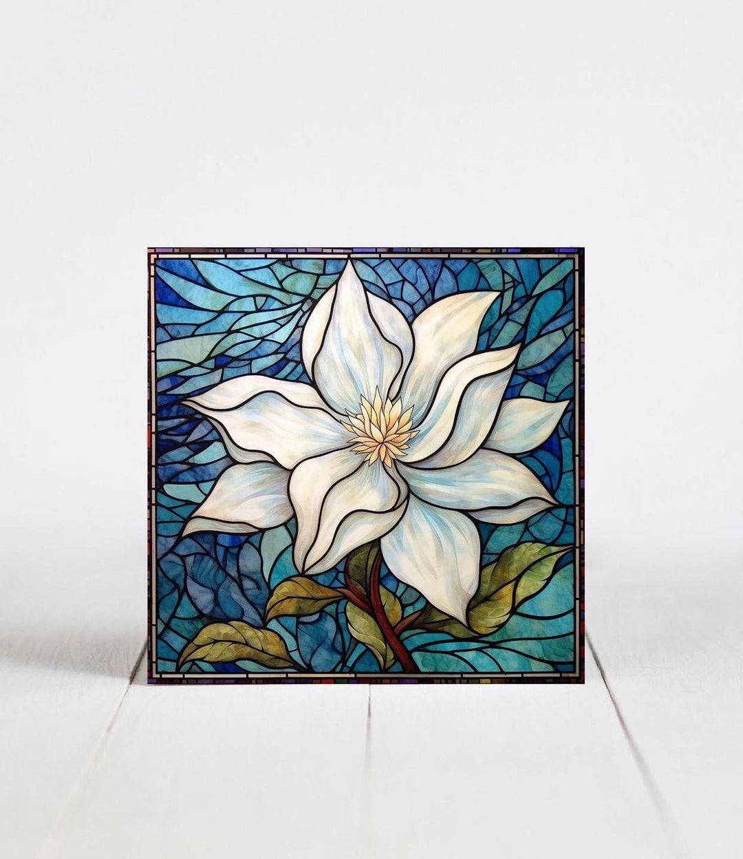 White Flower Ceramic Tile, Flower Decorative Tile, Flower Gift, Flower ...