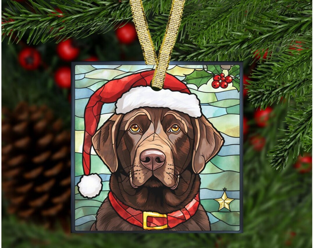 Chocolate Lab Glass Ornament, Chocolate Labrador Glass Ornament ...