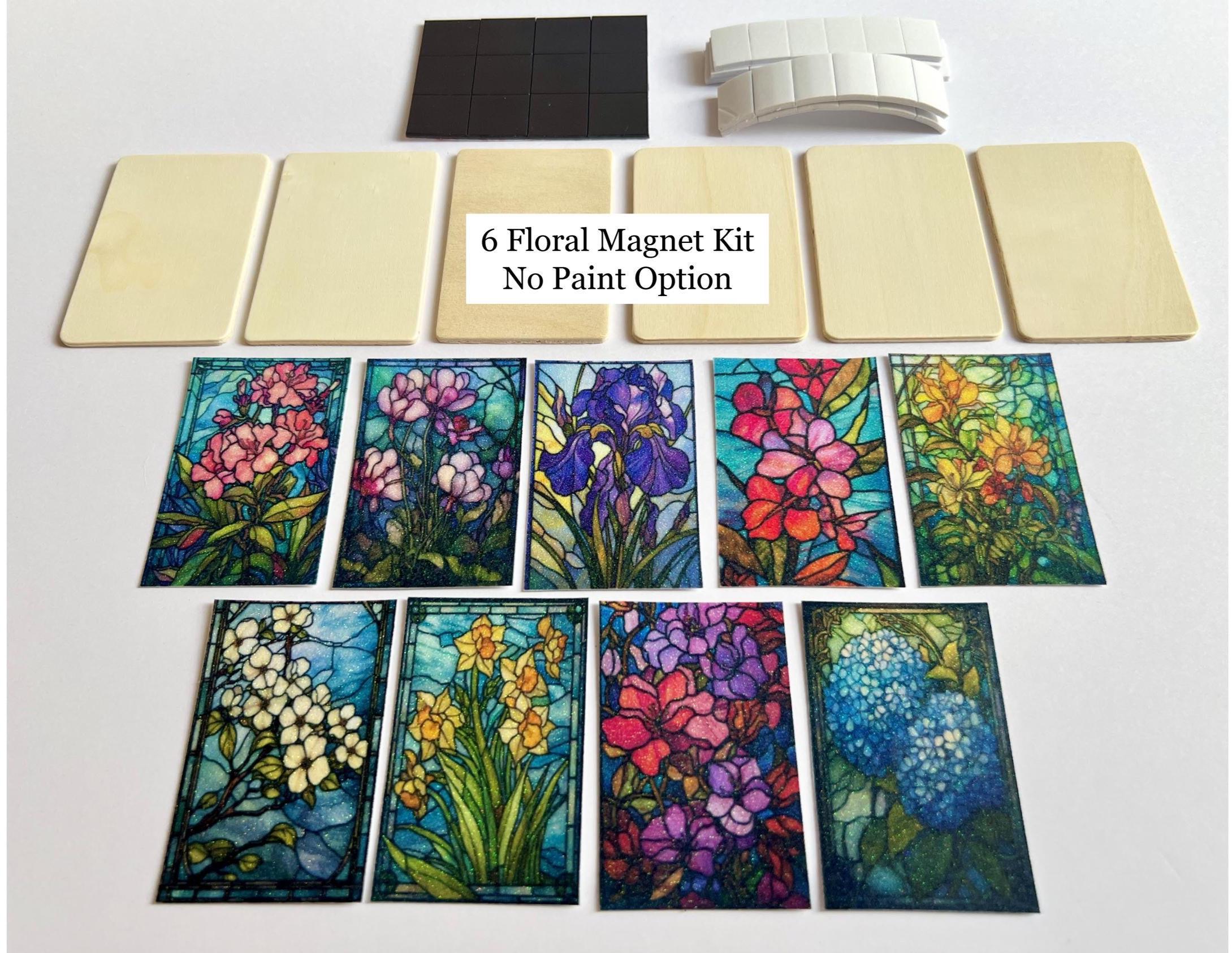 DIY Flower Magnet Painting Kit With Glitter Cardstock, Create Your Own ...