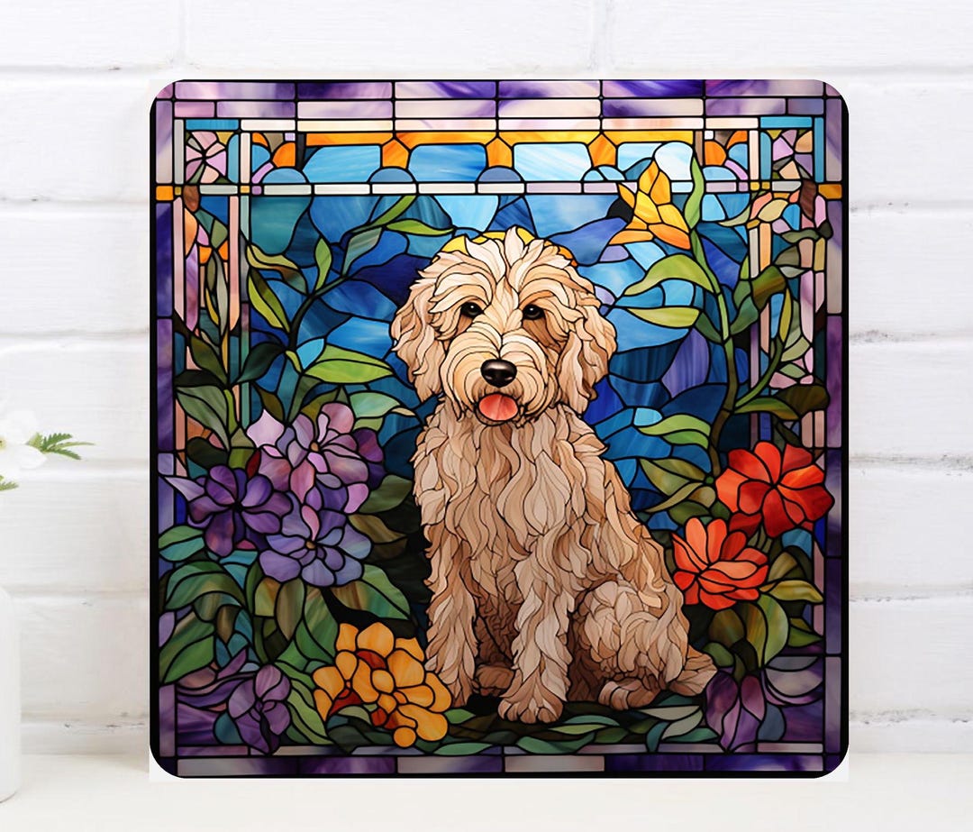 Goldendoodle Wall Art Faux Stained-glass Metal Sign Unique Goldendoodle ...