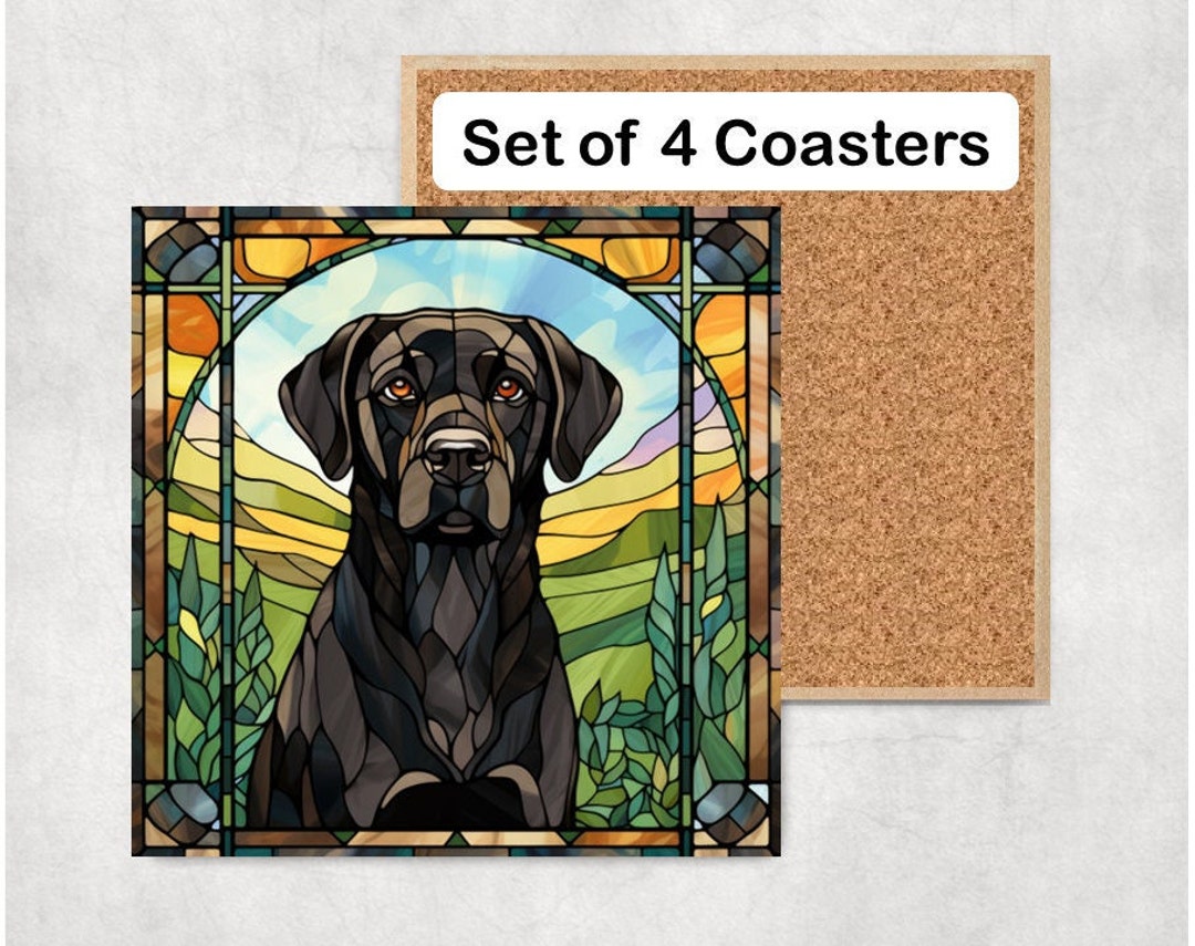 Black Lab Coasters, Black Labrador Coaster Set, Black Lab Coaster Gift ...