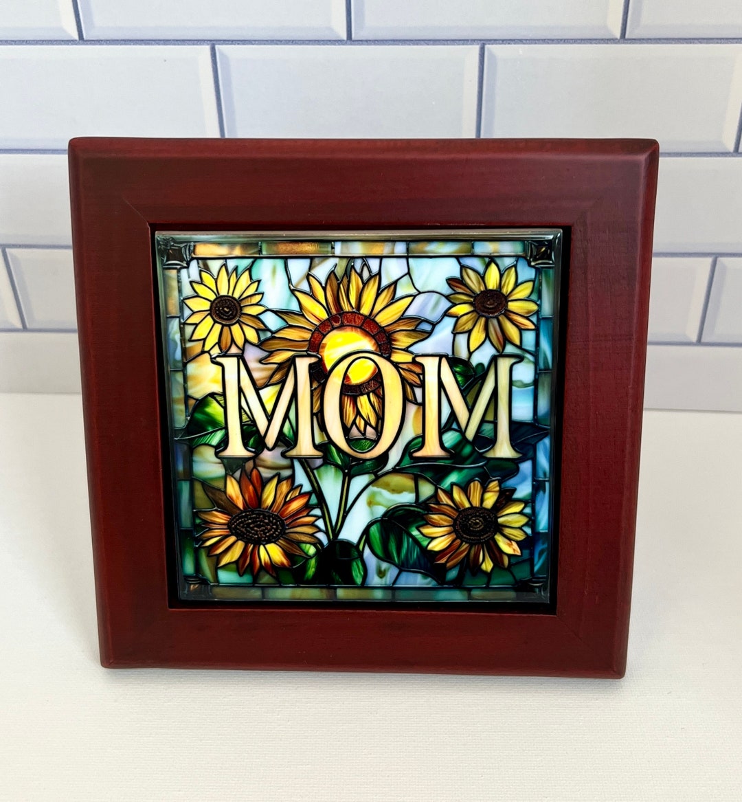 Mother's Day Framed Sunflower Mom Tile, Mom Decorative Tile, Mother's ...