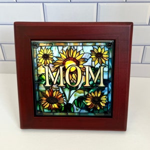 Mother's Day Framed Sunflower Mom Tile, Mom Decorative Tile, Mother's ...