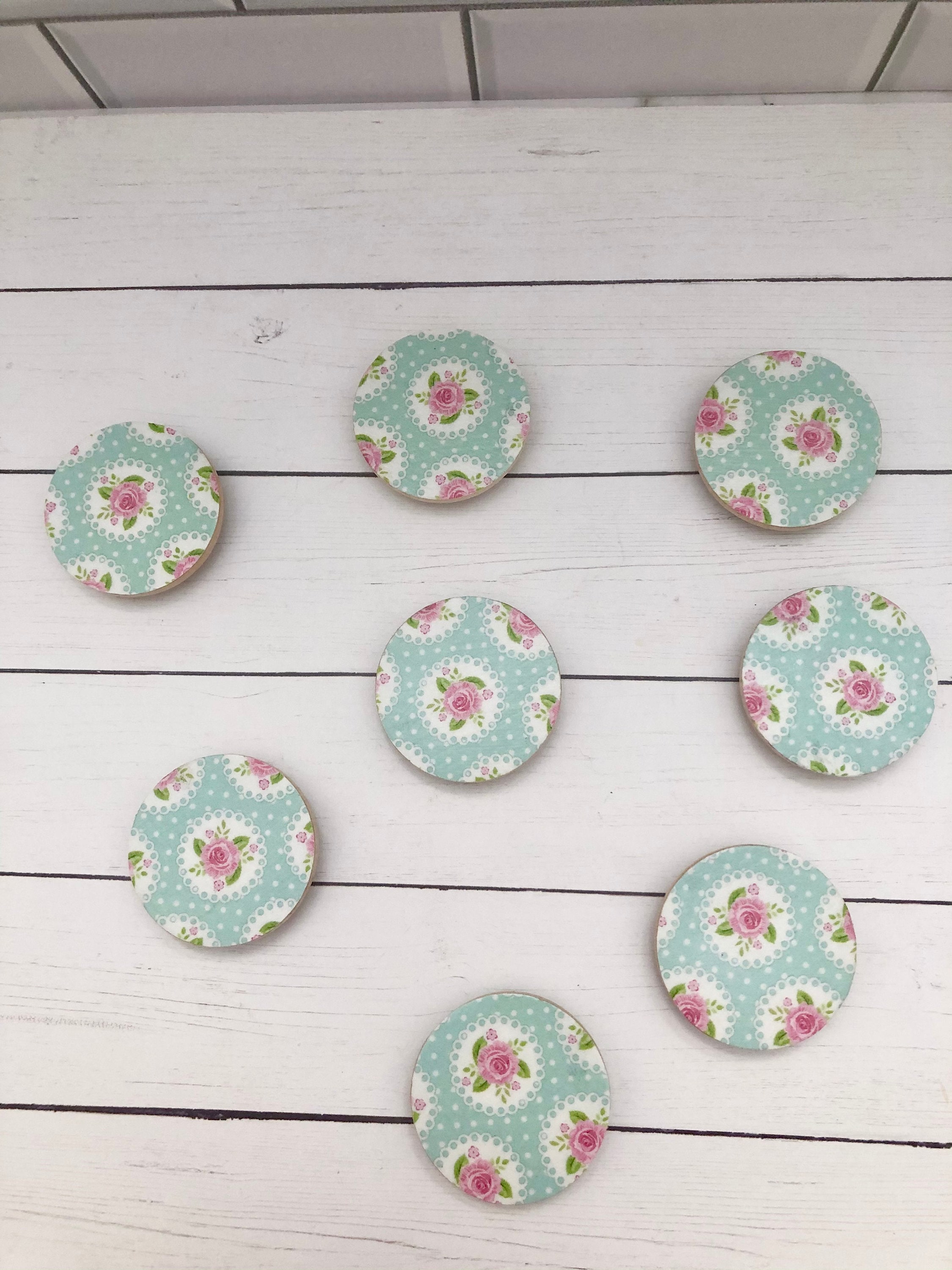 8 Shabby Chic Magnets, Shabby Chic Magnet Set, Flower Magnets, Flower ...