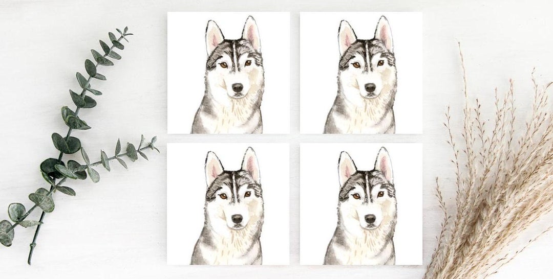 Husky Coasters, Siberian Husky Coaster Set, Husky Coaster Set, Husky ...