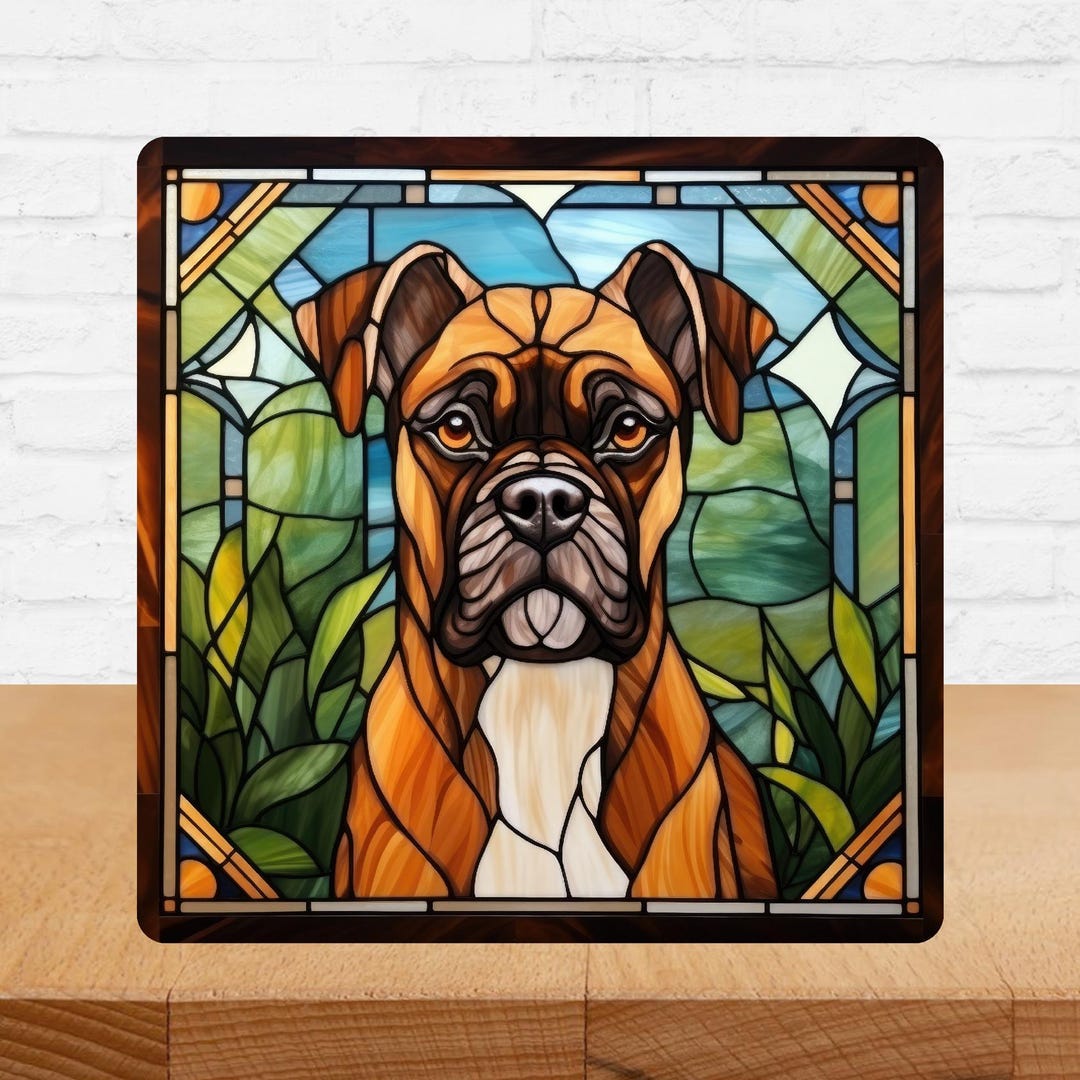 Boxer Wall Art, Boxer Metal Sign, Boxer Gift, Faux Stained-glass Boxer ...