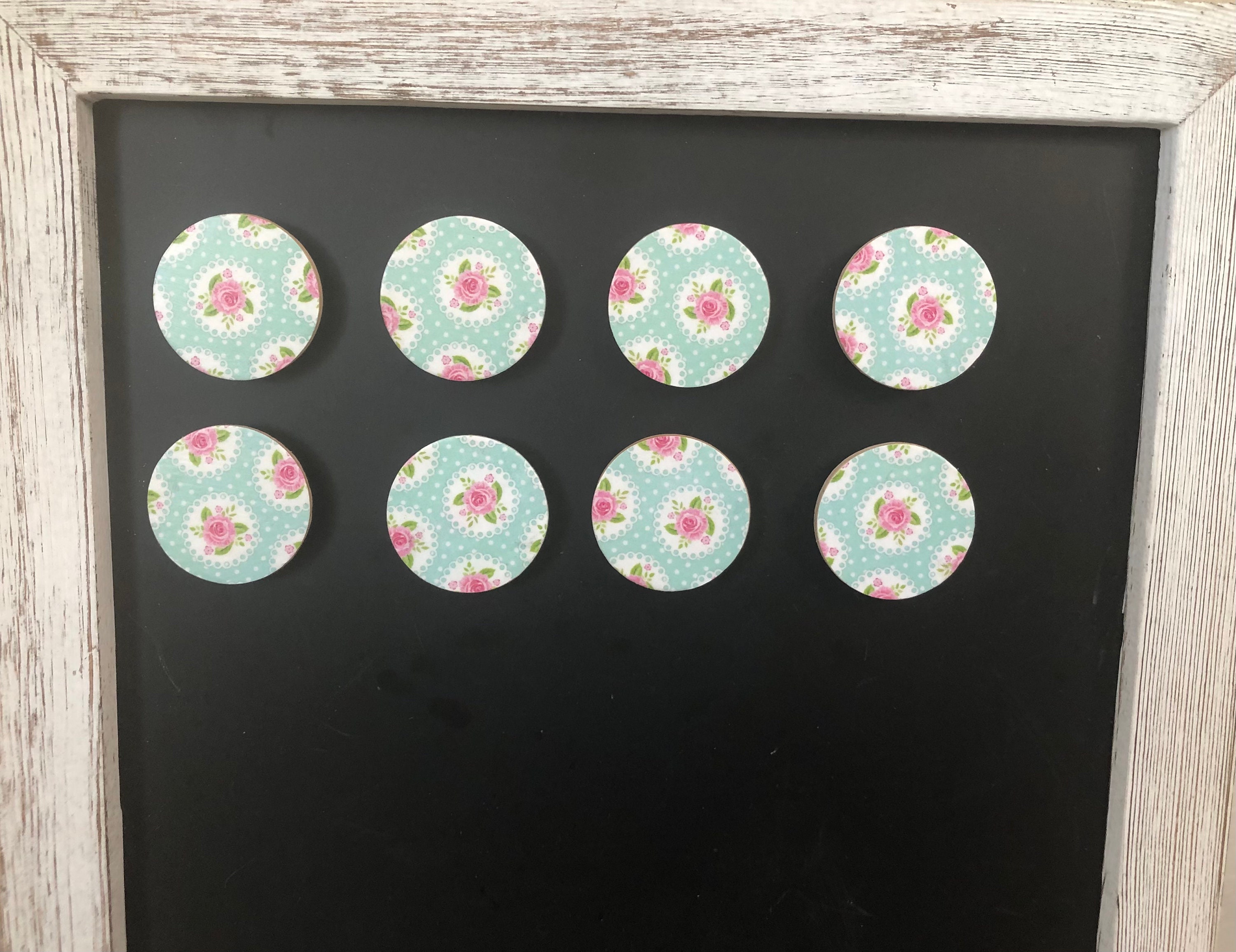 8 Shabby Chic Magnets, Shabby Chic Magnet Set, Flower Magnets, Flower ...