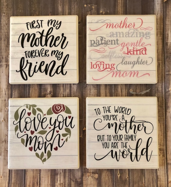 Mother's Day Coasters Mother's Day Coaster Set - Etsy