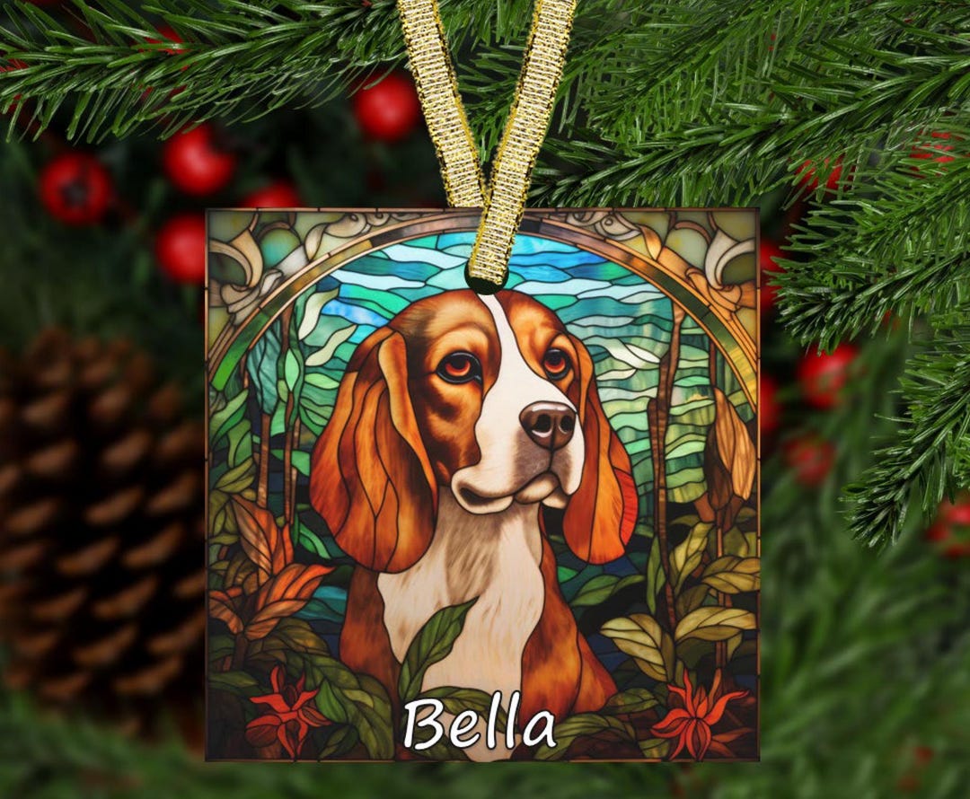 Personalized Beagle Glass Christmas Ornament | Custom Beagle Ornament ...