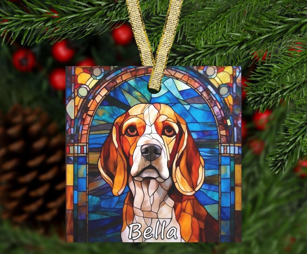 Personalized Beagle Glass Christmas Ornament | Custom Beagle Ornament ...