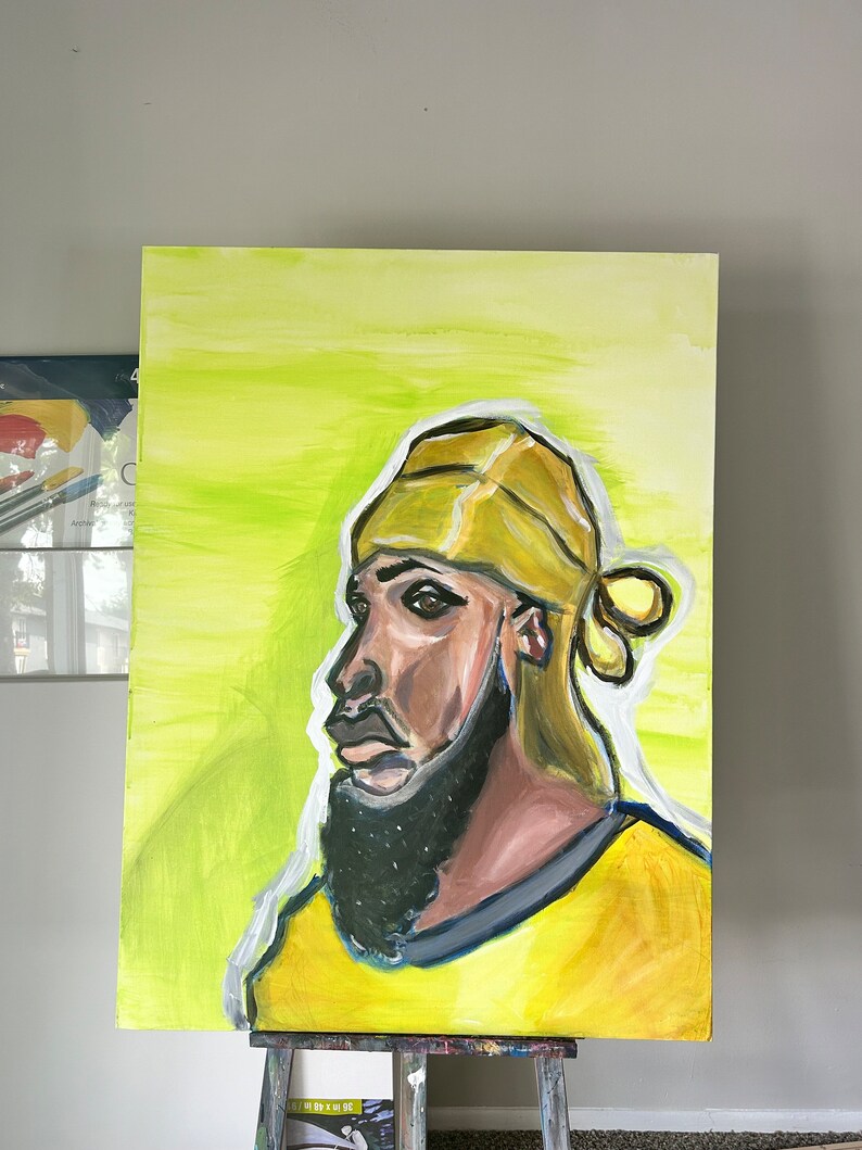 Golden Durag 30x40 Portrait Painting Black Man Beard Stretched Canvas ...
