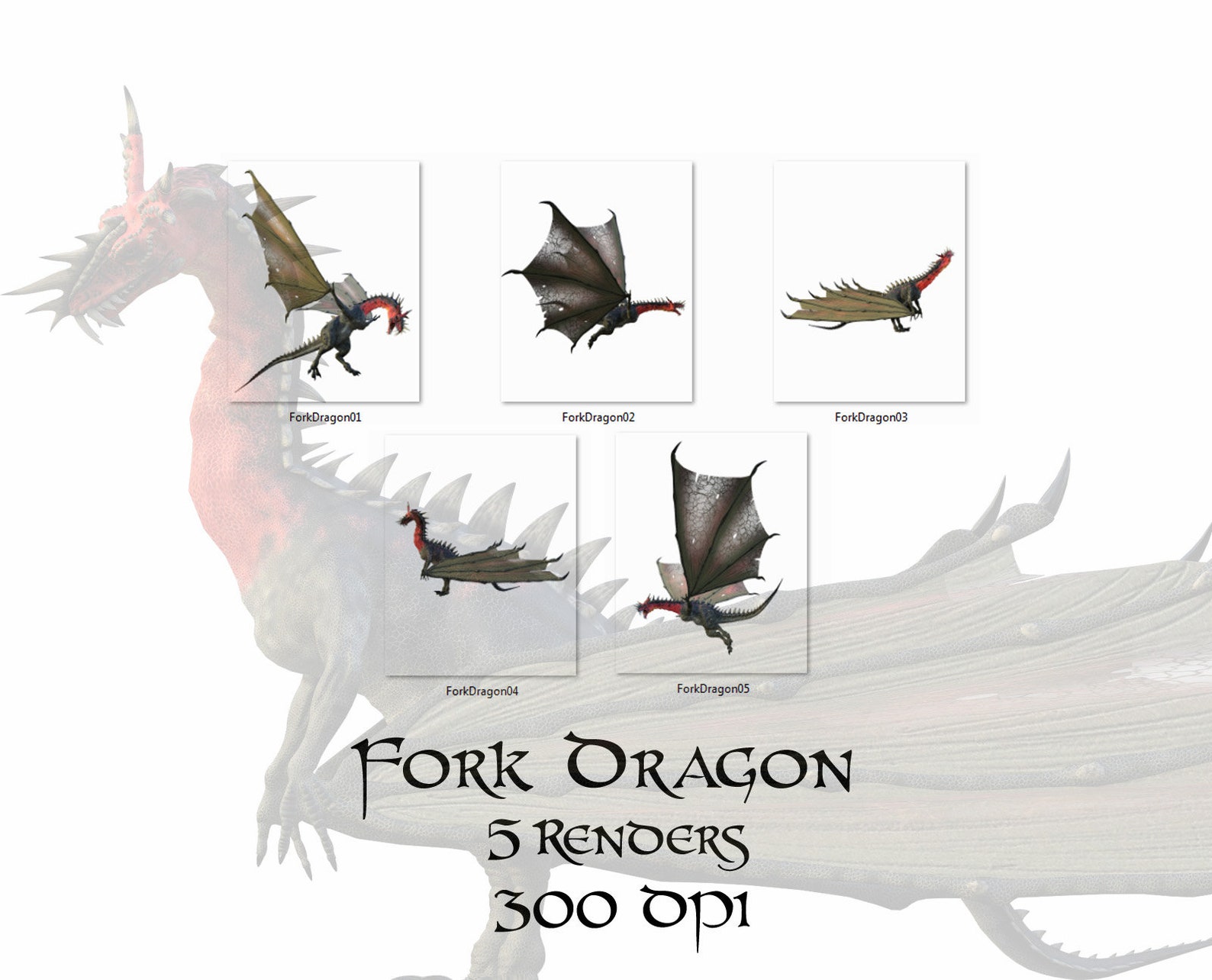 Fork dragon dragon overlay dragon clipart | Etsy