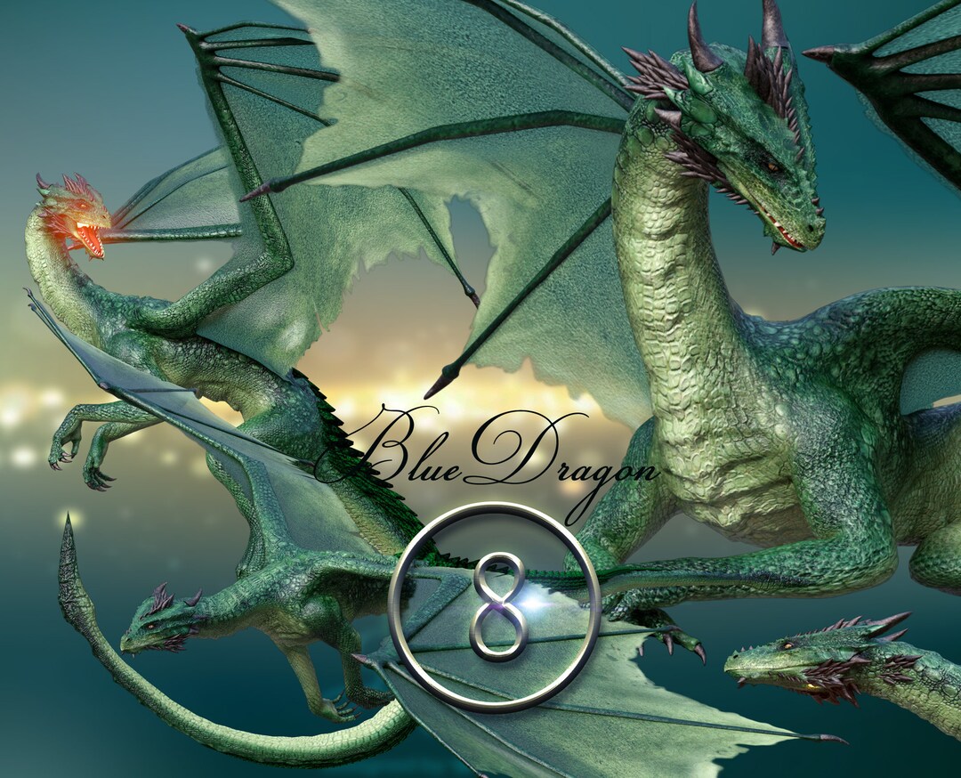 8 Blue Dragon Renders, Dragons Overlay Clipart - Etsy