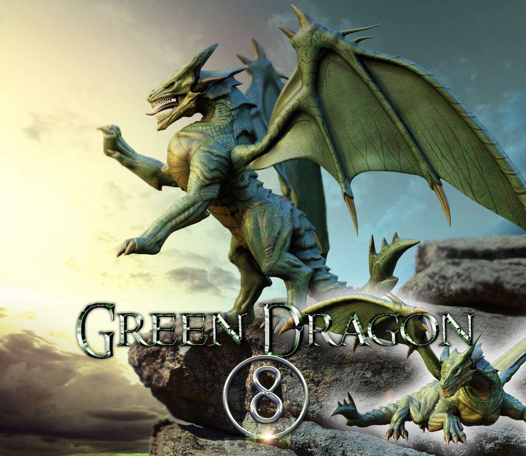 8 Green Dragon, Dragon Overlay - Etsy