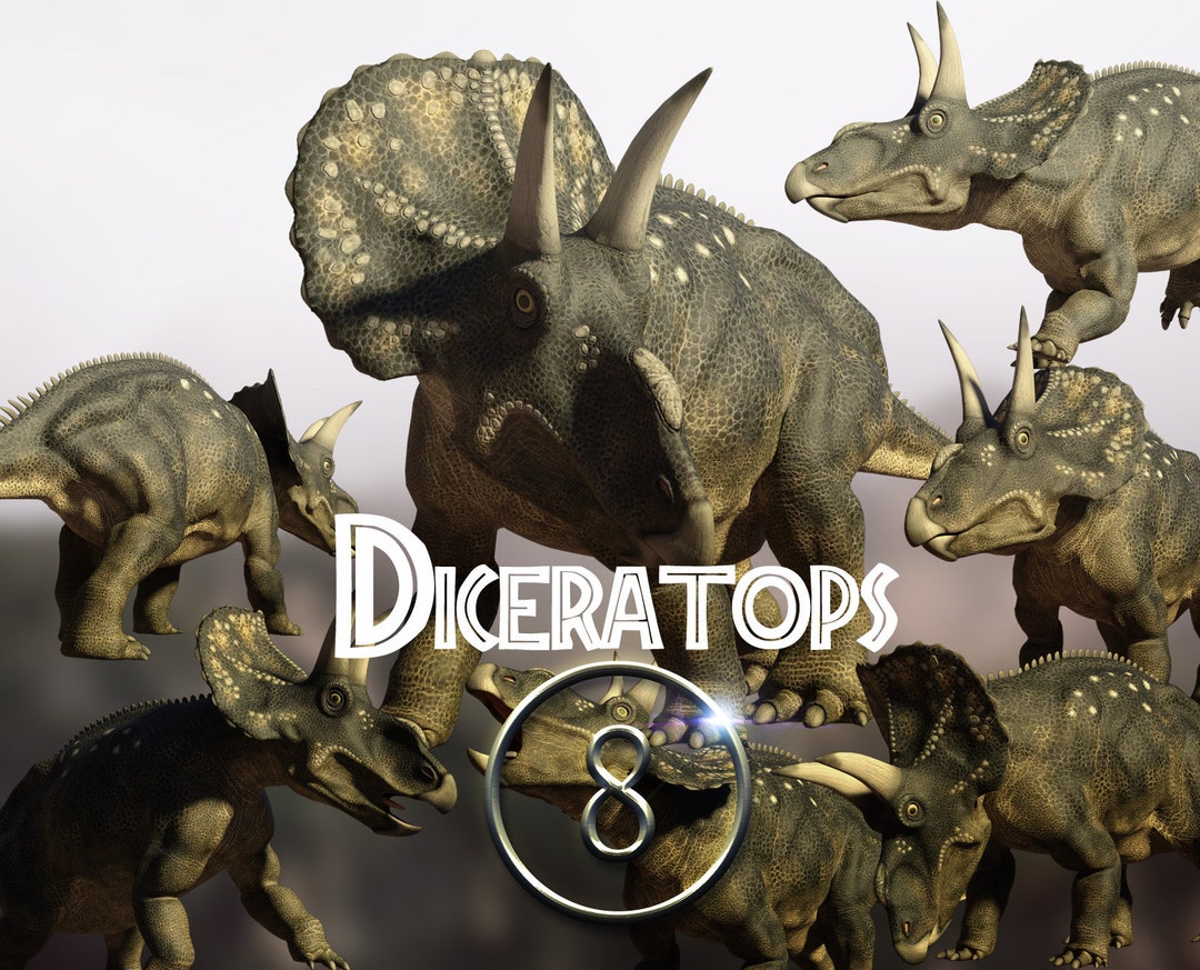 8 Diceratops, imágenes prediseñadas de dinosaurios, superposición de ...