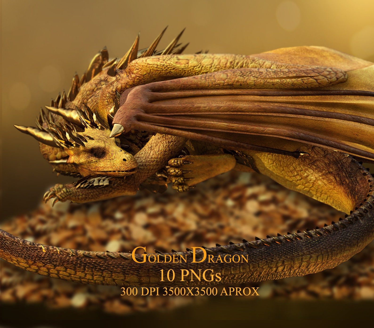 10 Golden Dragons Gold Dragon Overlays Dragons Clipart | Etsy