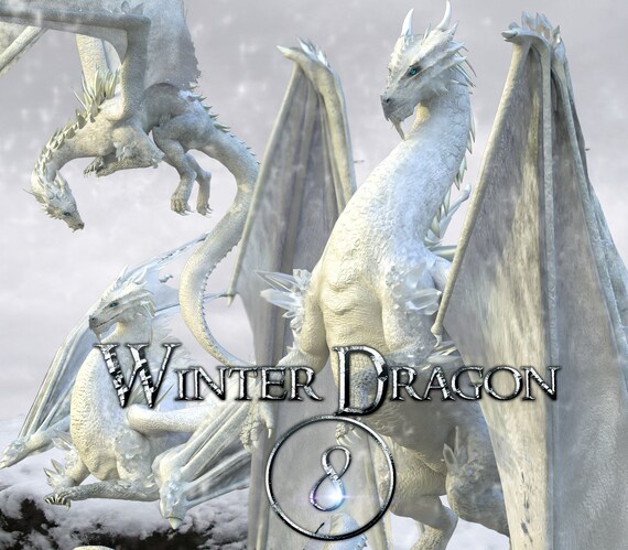 8 Winter Dragon. White Dragon Overlays Snow Dragons Clipart - Etsy Canada