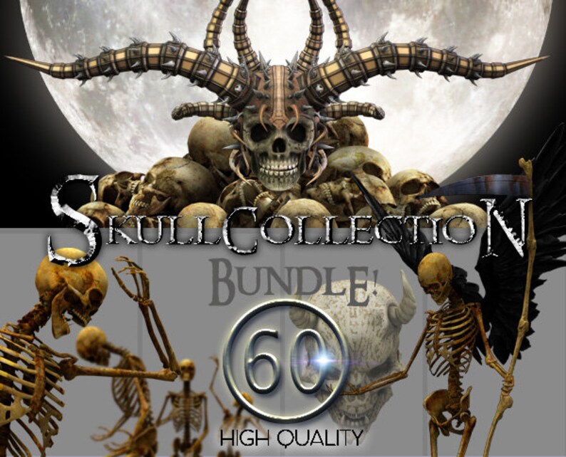 Skull Collection Clipart Bundle | Etsy