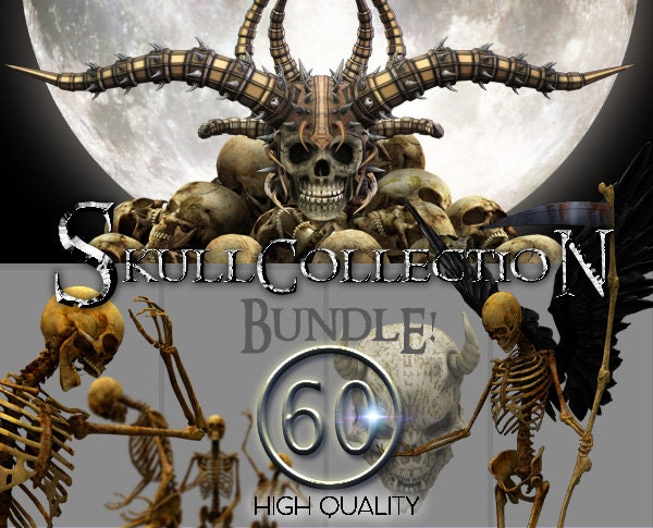 Skull Collection Clipart Bundle | Etsy