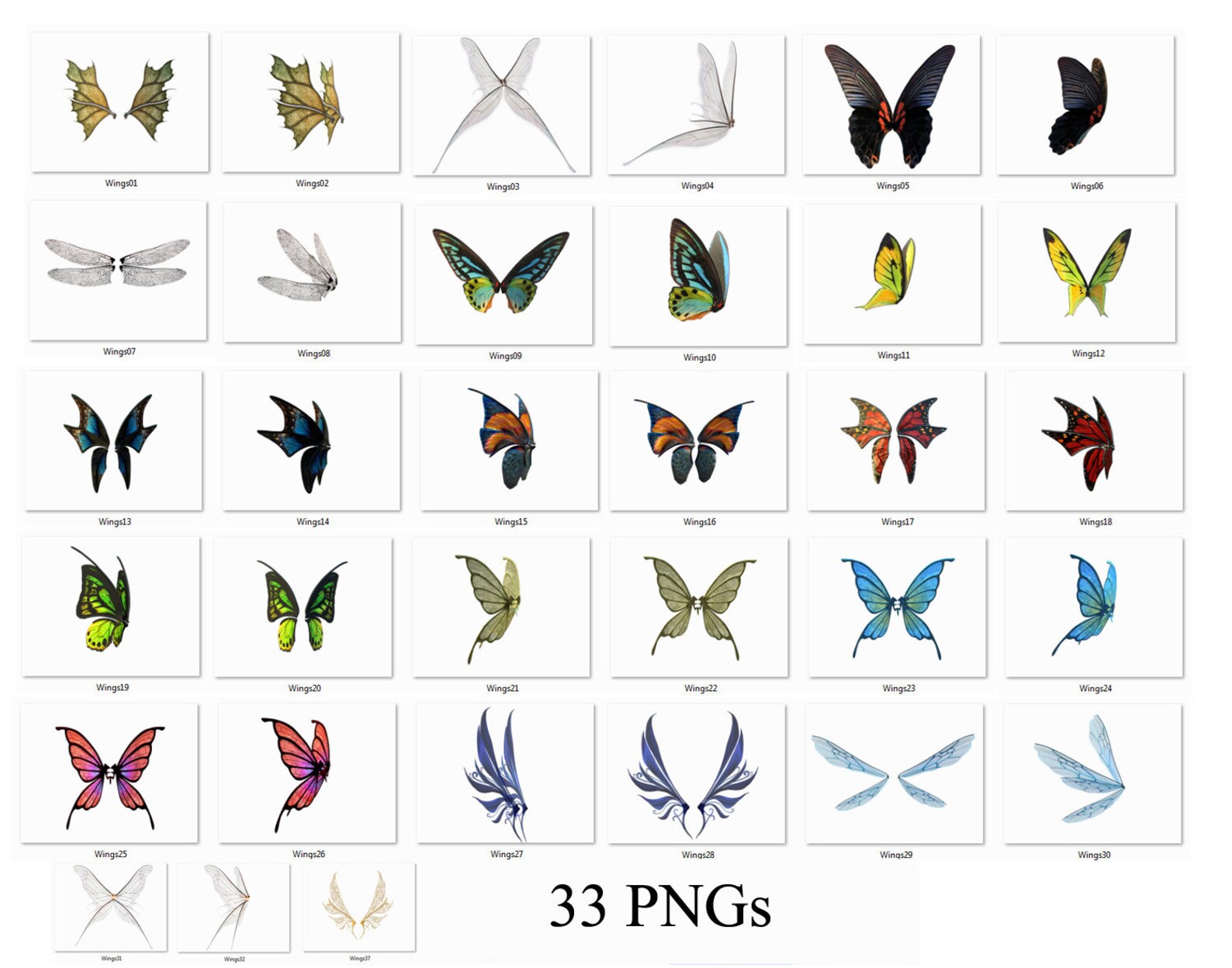 33 Fairy Wings Overlays Wings Cliparts - Etsy