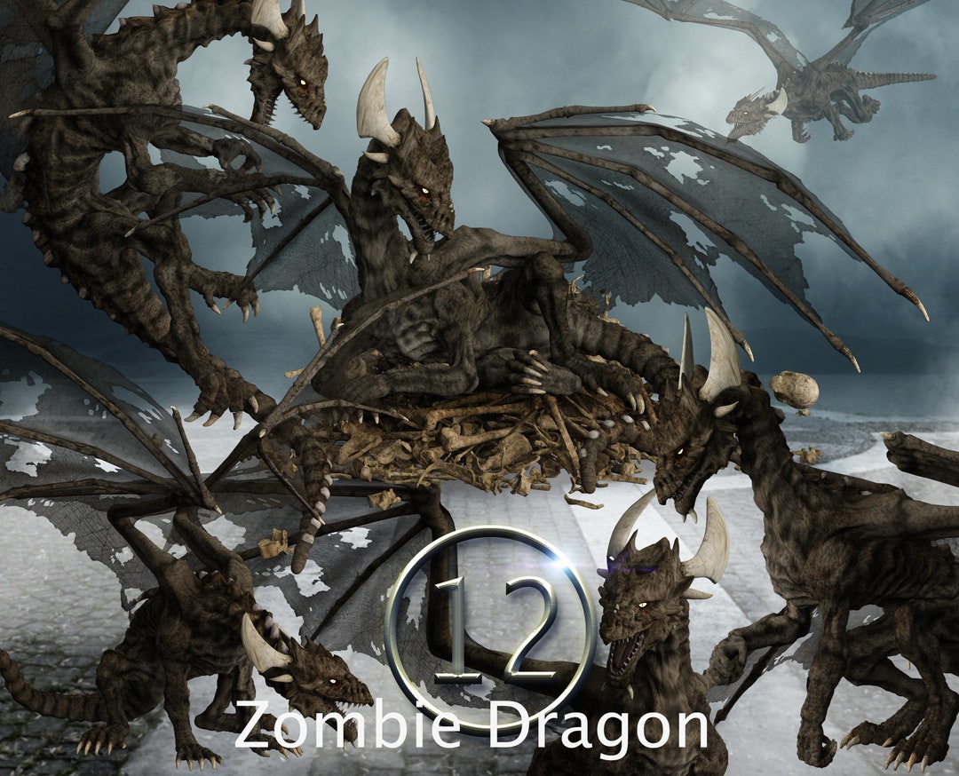 Zombie Dragon, Dragon Clipart, Dragon Overlay - Etsy