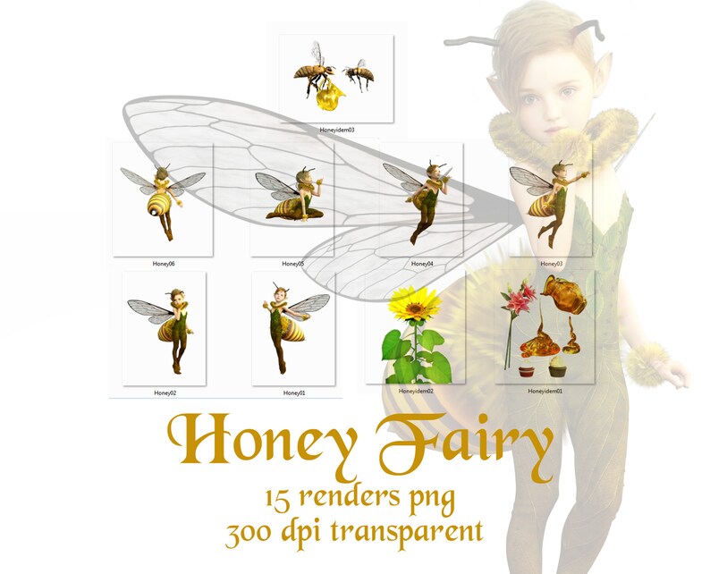 Honey Fairy 15 Renders Png Fairies Overlay - Etsy