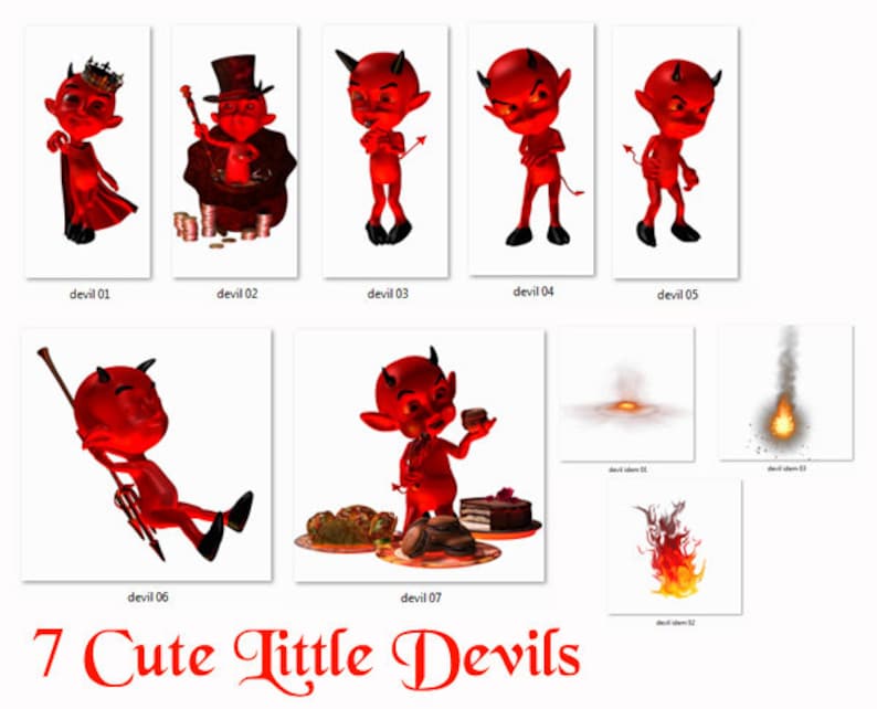 7 Cute Little Devils Devil Clipart - Etsy