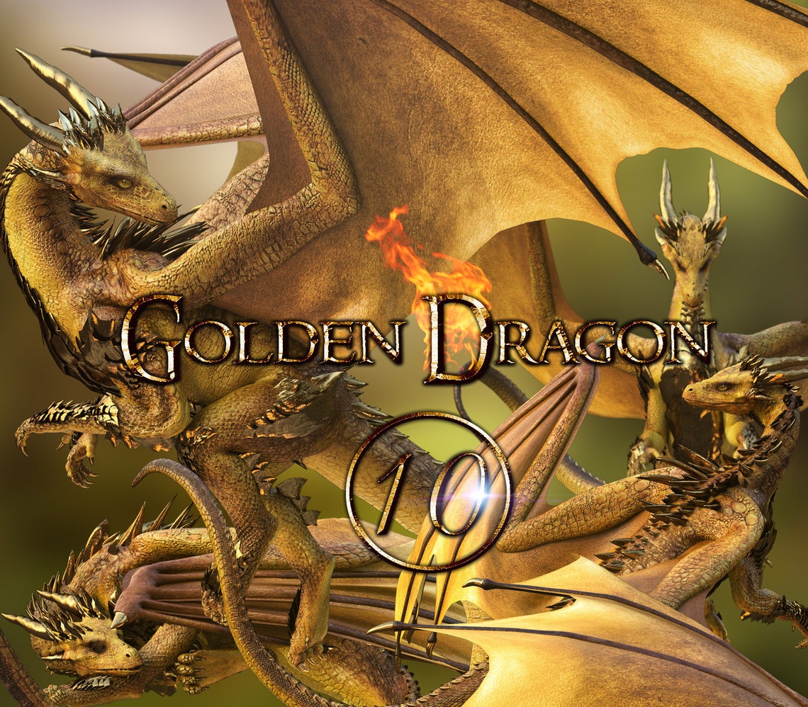 10 Golden Dragons Gold Dragon Overlays Dragons Clipart | Etsy