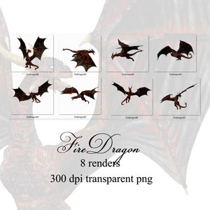 8 Fire Dragon Clipart, Dragon Overlay - Etsy