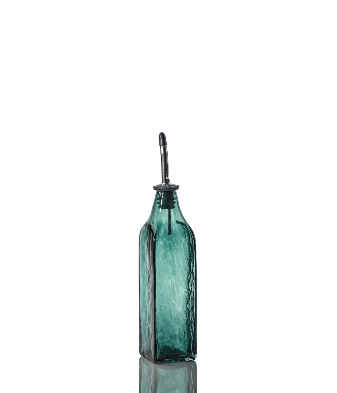 Deep Pine Green Hammered Glass Bottle Handblown in CA Olive Oil ...