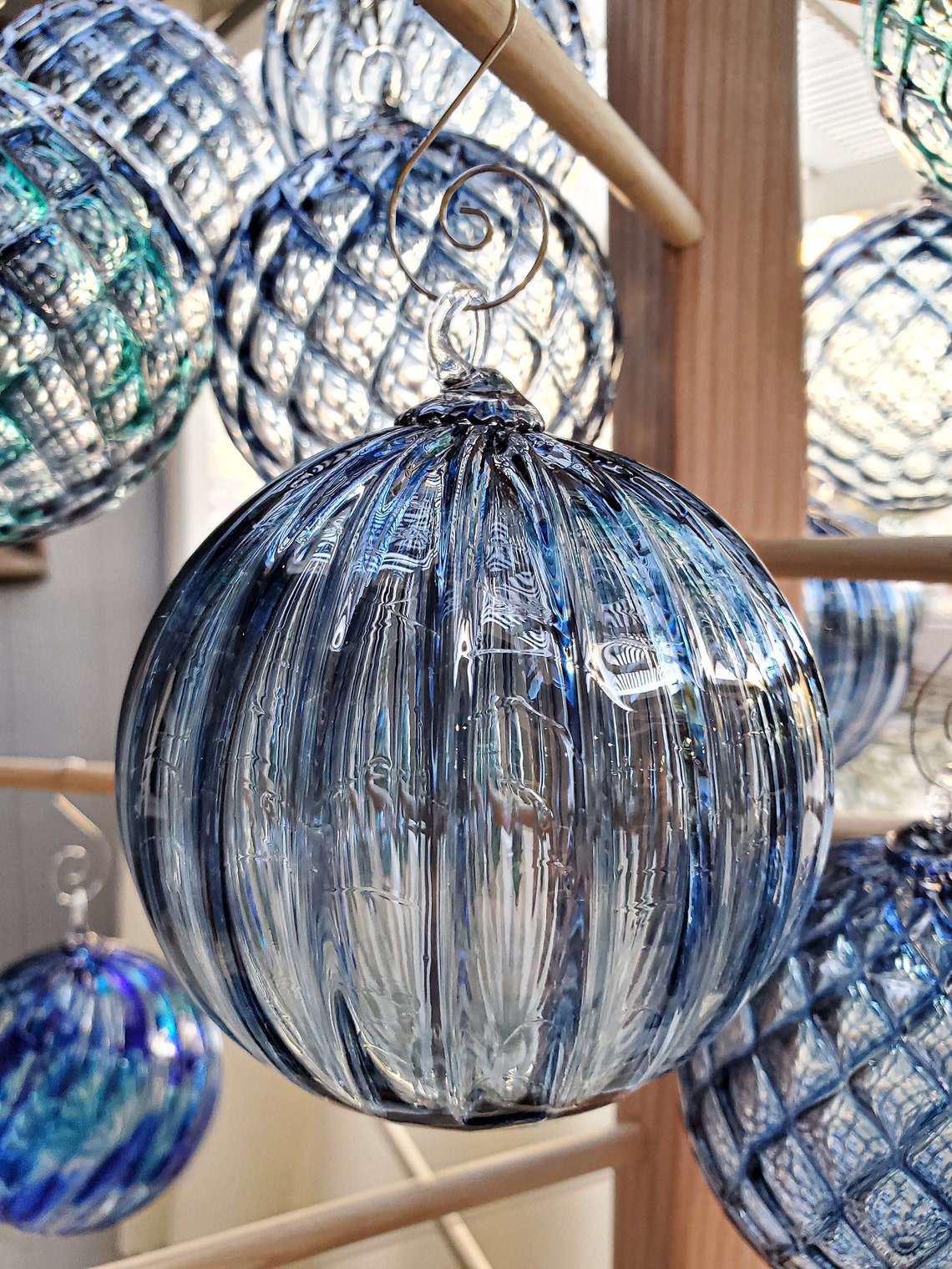 Slate Blue | Set of 6 | Handblown Glass Ornament | Handmade in CA | Sun ...